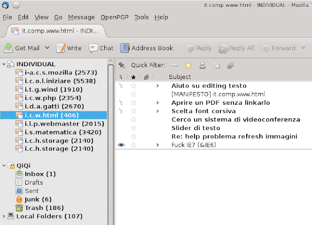 Guida a Mozilla Thunderbid: Ignorare le discussioni. - Aggregatore GNU/Linux e dintorni
